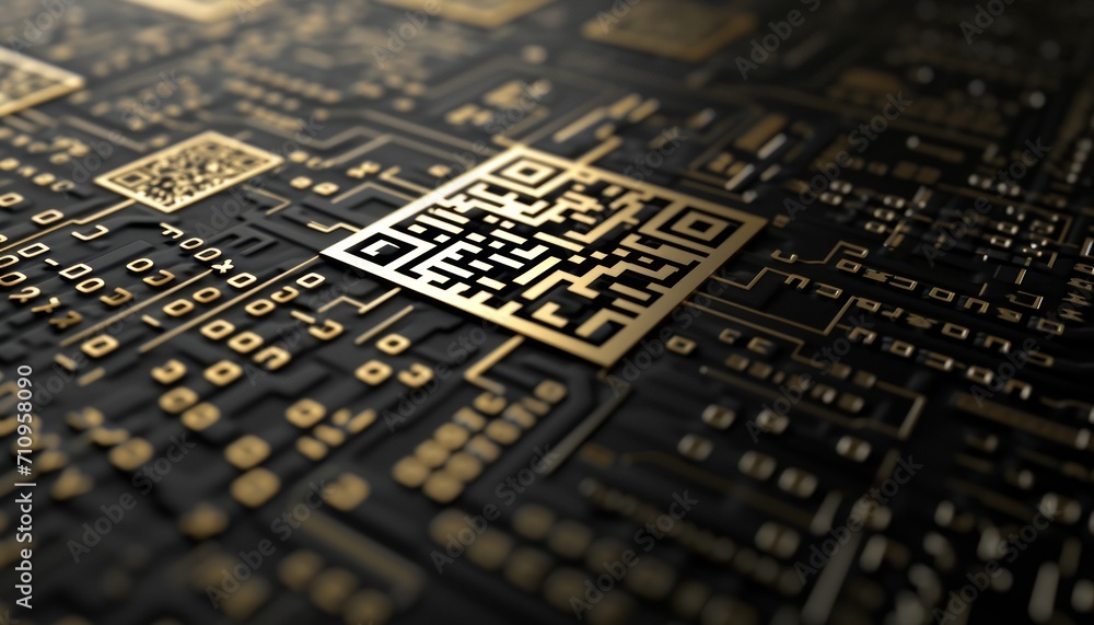 An abstract technology background with QR code. Stock Illustration ...