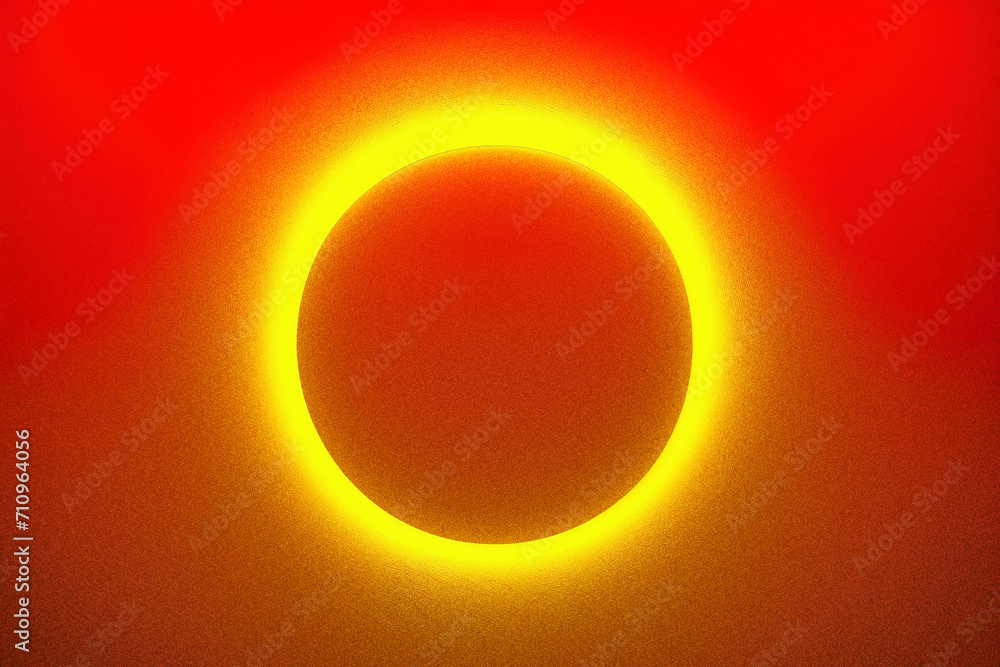 Abstract Inferno: Orange and Red with a Neon Yellow Circle at the ...