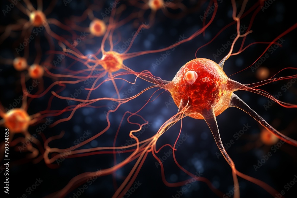 Scientific illustration of human brain and neuron cells with intricate ...