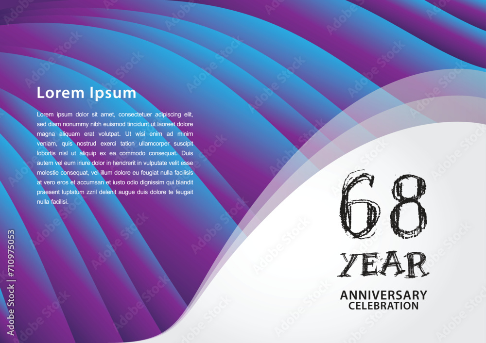 68 year anniversary celebration logotype on purple background for ...