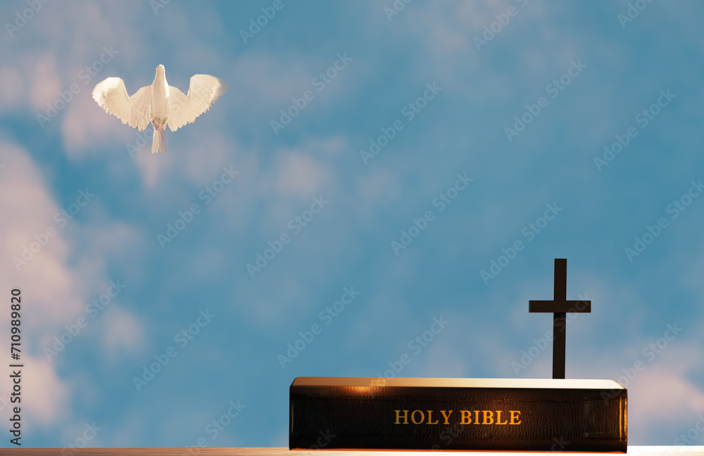 New year, rising sun, sunrise and sunset background, cross of Jesus ...