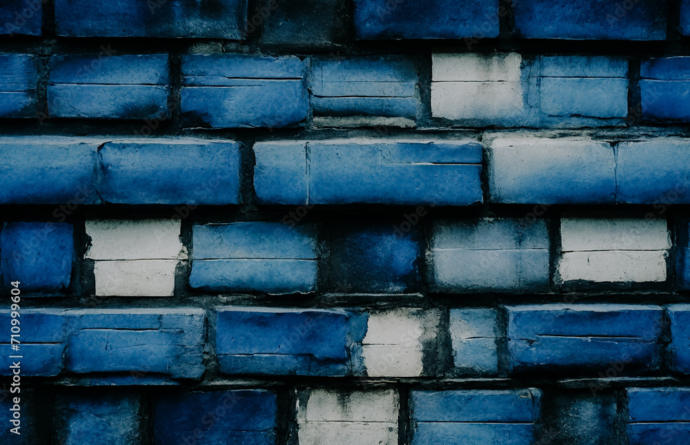stack of bricks. Old cement wall bricks, Stripes of blue, texture with ...