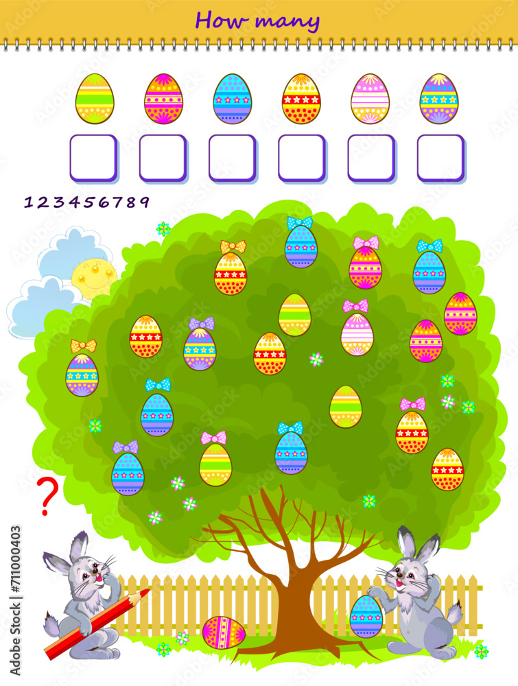 Educational page for children. How many Easter eggs can you find in the ...