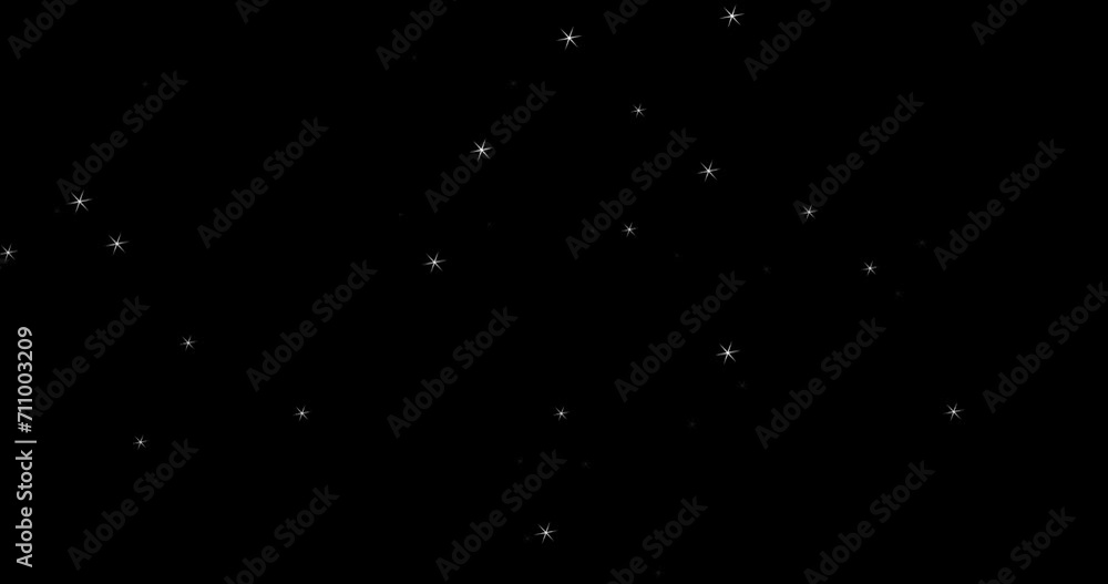 Glowing stars sparkle on the black screen background. 4K sparkle ...