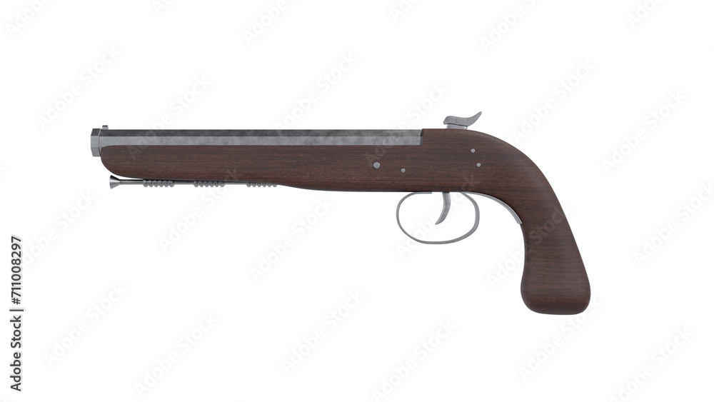 Old flintlock pistol isolated on transparent and white background ...