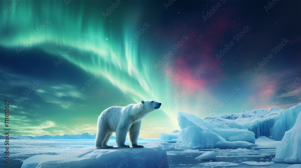 Arctic Whisper A polar bear's image superimposed onto a scene of icy ...
