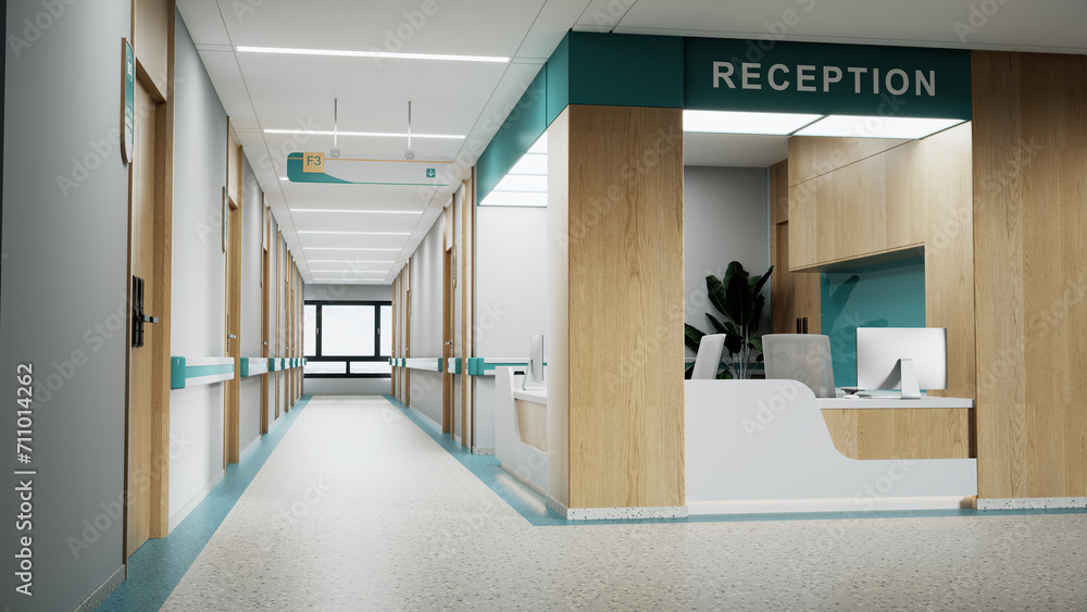 modern hospital reception and corridor Stock Illustration | Adobe Stock