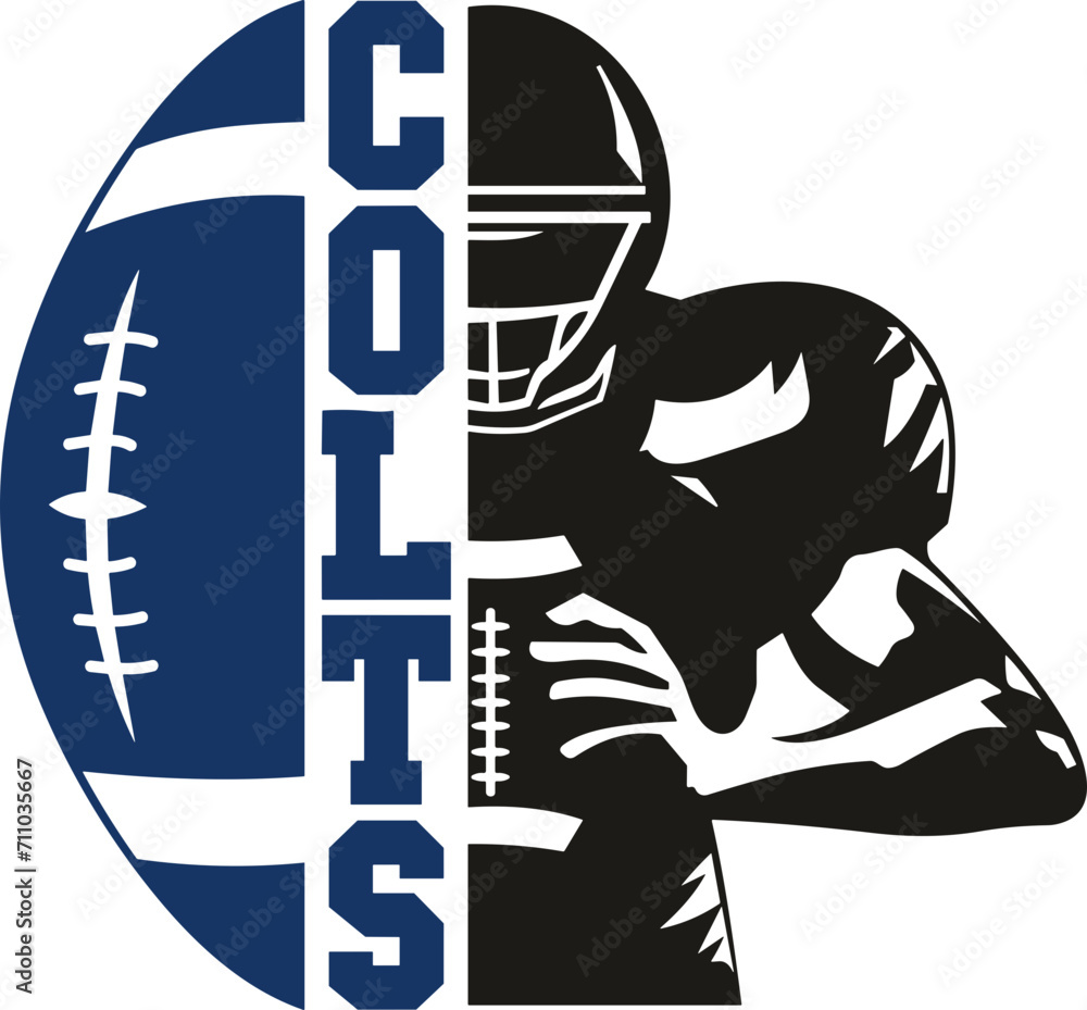 Colts football SVG, Colts Half football player vector Stock Vector ...