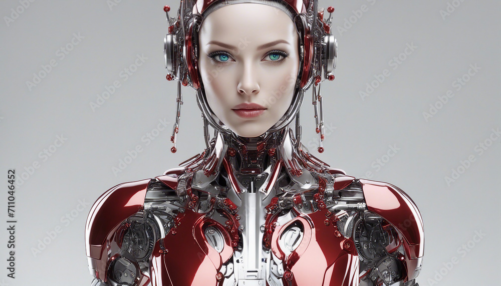 Robot android. Female robot. Portrait of a female cyborg. Fantastic ...