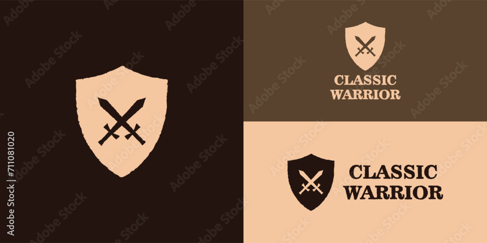 Vintage Retro Shield Logo with cross-classic swords applied for an ...