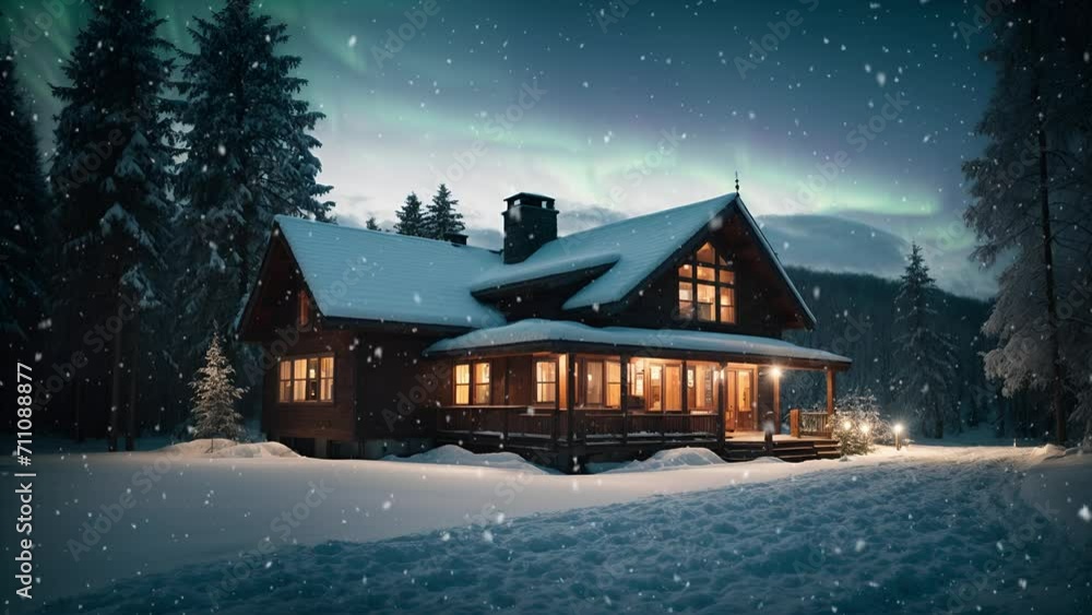 Winter Wonderland, Snow, Night, Sky, Aurora, Landscape Scenery, Village ...