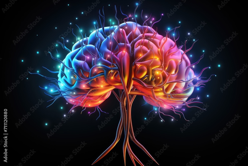 Colorful Glowing Vivid Axon Hillock Myelin Sheath Node Of Ranvier And Propagation Of Action