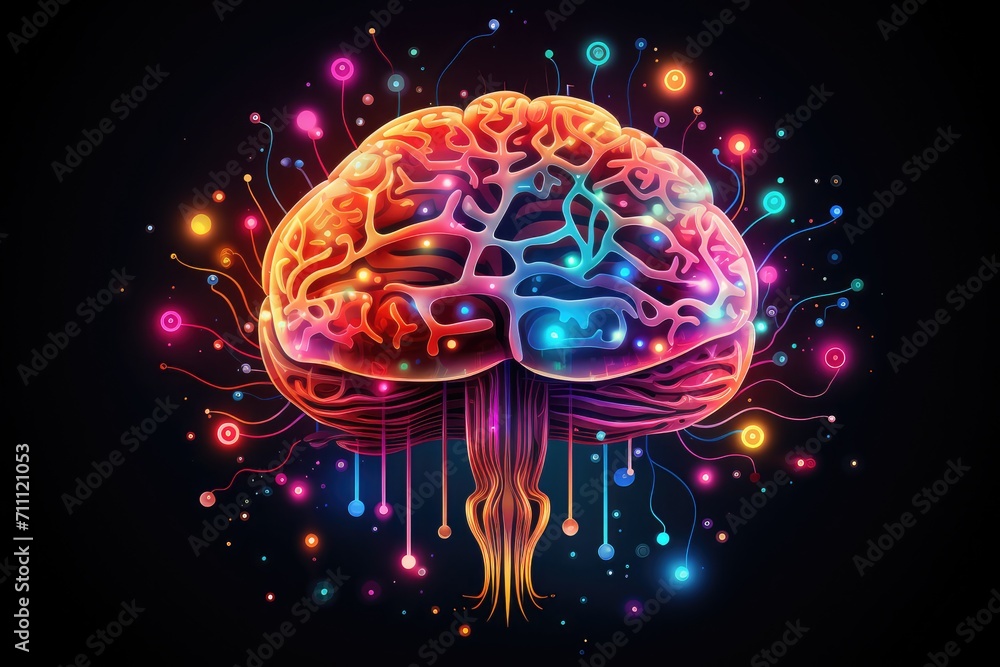 Colorful vivid motley human Brain anatomy cerebral structures cerebrum ...