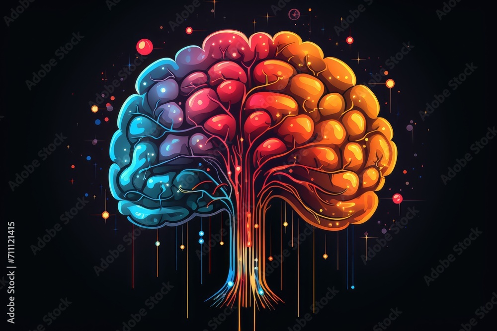 Colorful vivid motley human Brain anatomy cerebral structures cerebrum ...