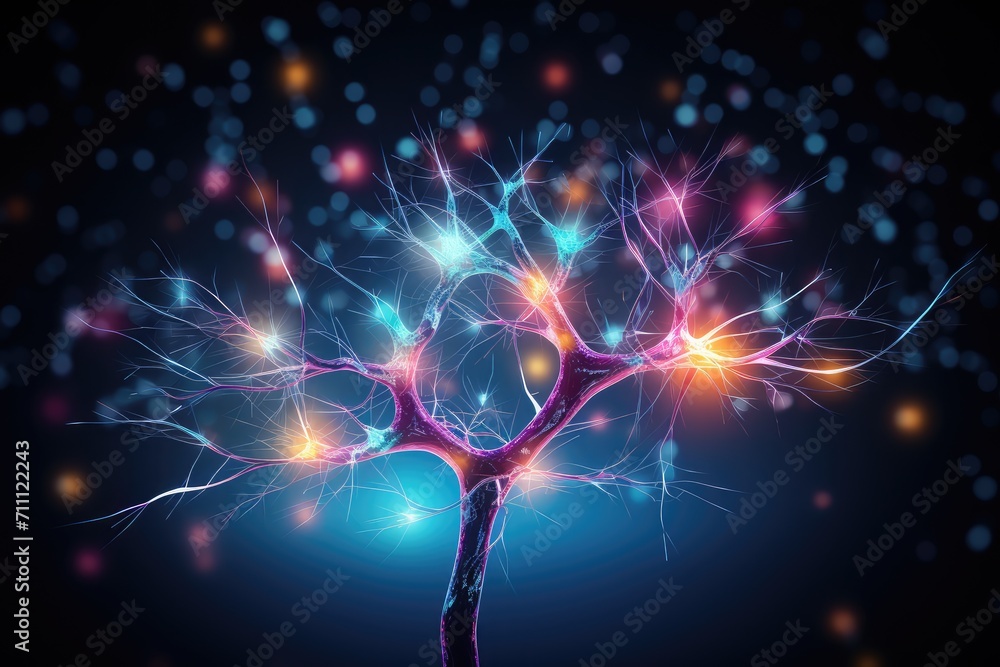 Neural processes, brain synapses neurotransmitters. Excitatory ...