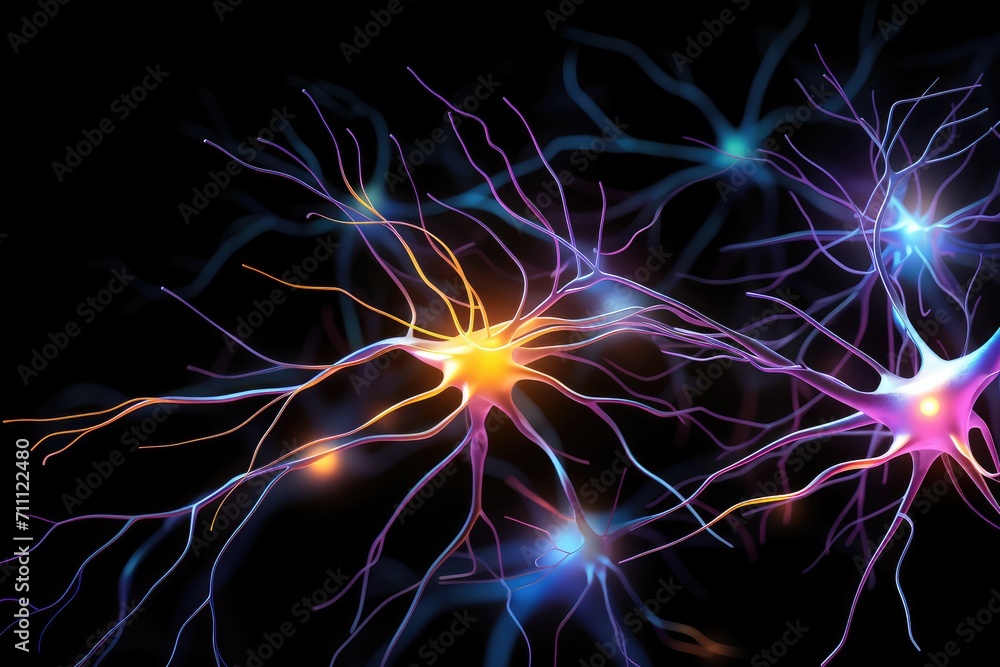 Neural processes, brain synapses neurotransmitters. Excitatory ...