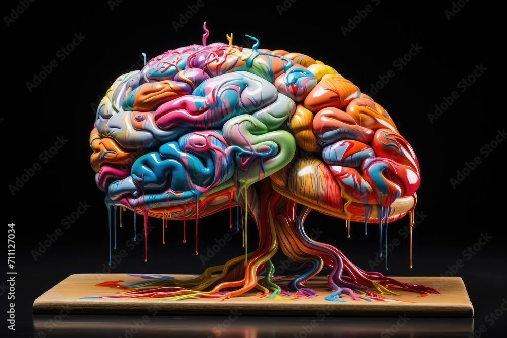 3D brainstorm symbol mindful brain icon, concept mapping and word ...
