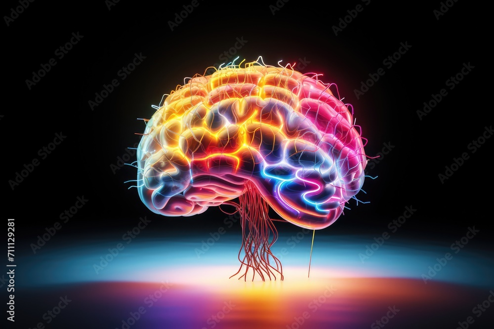 Vibrant colorful brain motley creativity neurocreative processes ...