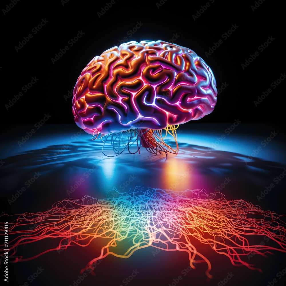 Vibrant colorful brain motley creativity neurocreative processes ...