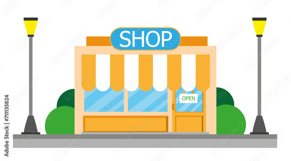 Vector e ilustración de tienda, abierta en la calle. Dibujo de "shop ...