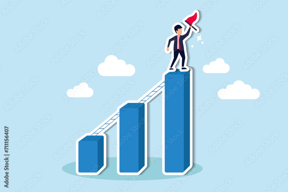 Step to grow business, ladder of success, progress, improvement or ...