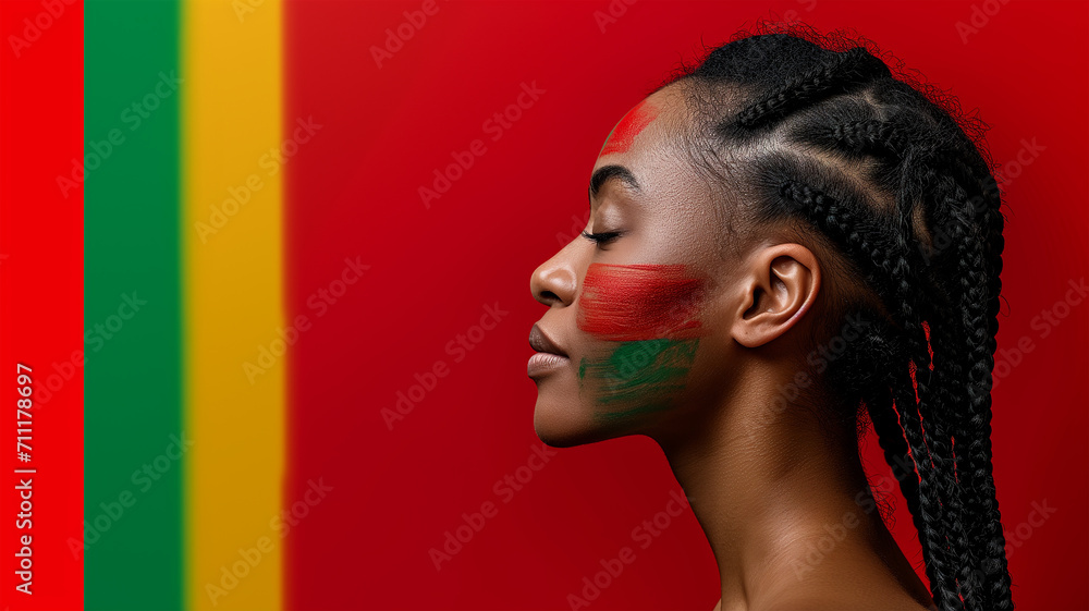 Horizontal poster with African American women profile for Black History ...