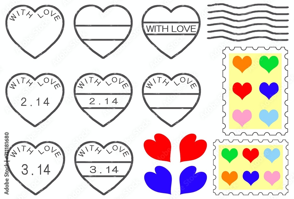 Heart-shaped postmarks with dates for Valentine's Day, White Day ...
