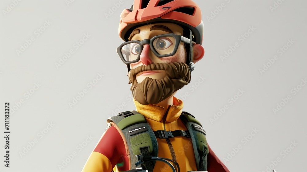 Cartoon digital avatars of Cyclist in Gear A rugged offroad biker ...