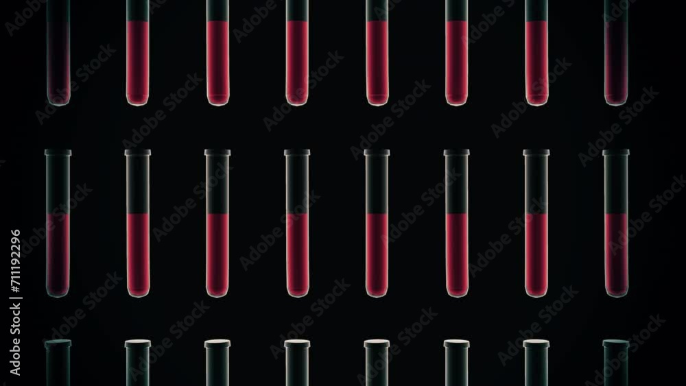 Vidéo Stock Medical tubes for blood analysis floating in the dark ...