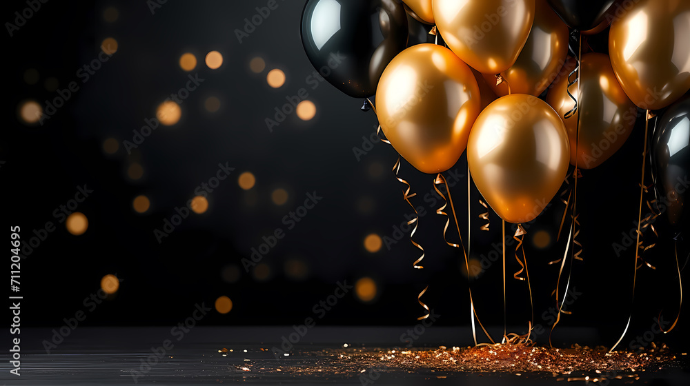 Birthday background with balloons and confetti for birthday card or ...