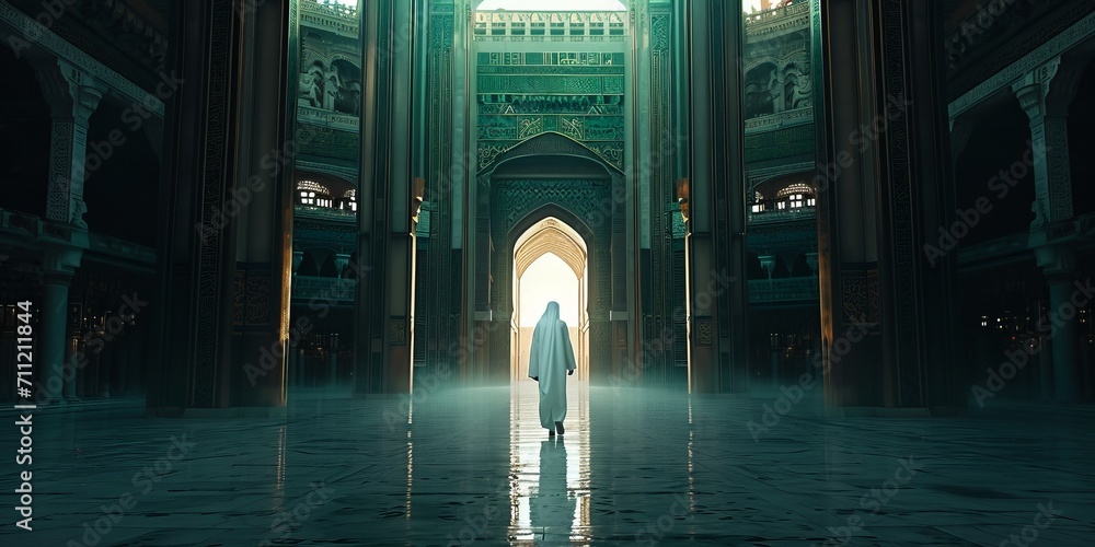 Ephemeral Journey: A Solitary Figure in Candescent Attire Navigates the ...