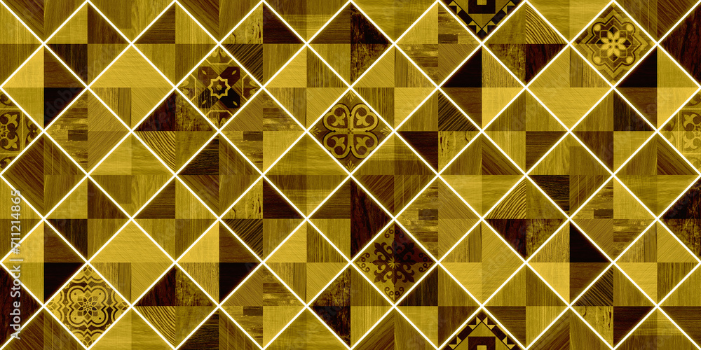 Seamless cubic cubism graphics, wooden texture background. Seamless ...