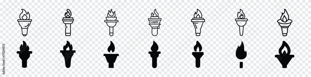 Torch flame icon, Flaming torch concept sports or freedom logo icons ...