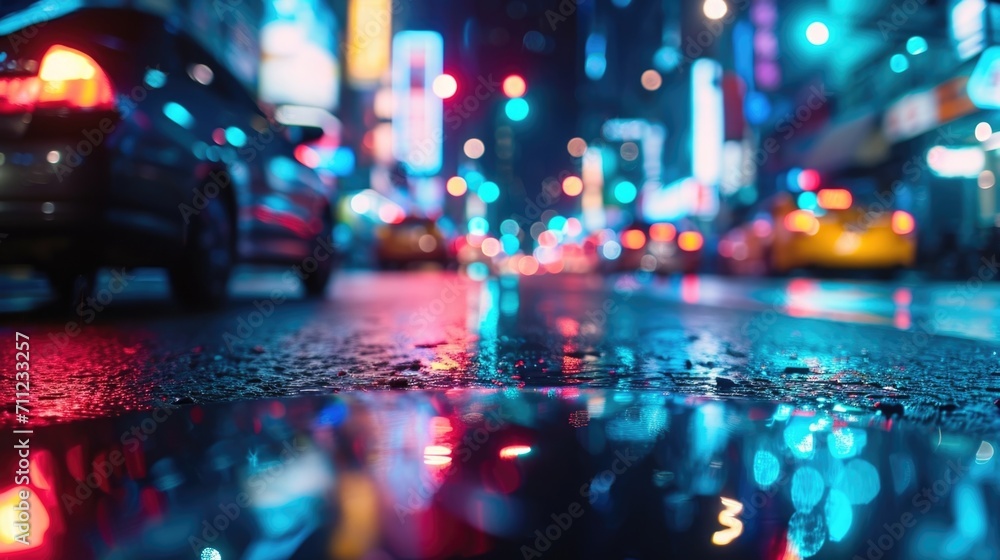 Blurring lights from cars and bikes weave in and out of the city ...