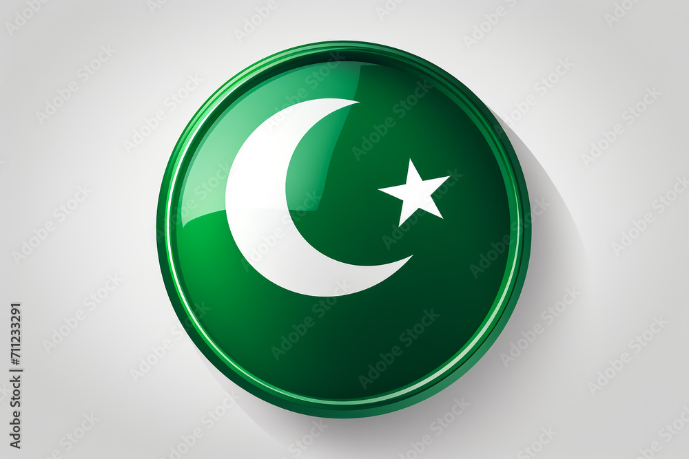 The flag of Pakistan. Standard color. Round button icon. The circle ...