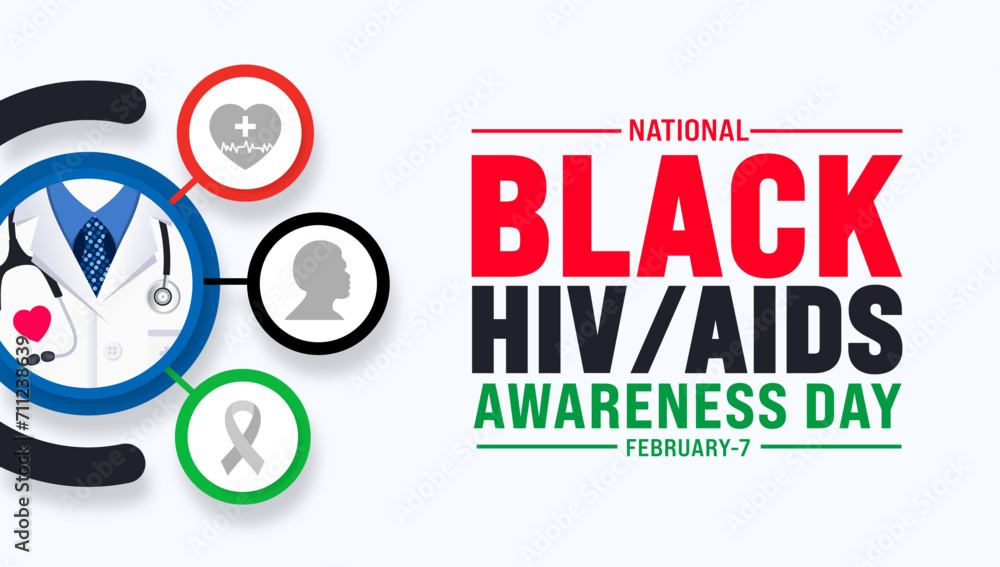 February is National Black HIV AIDS Awareness Day background template ...