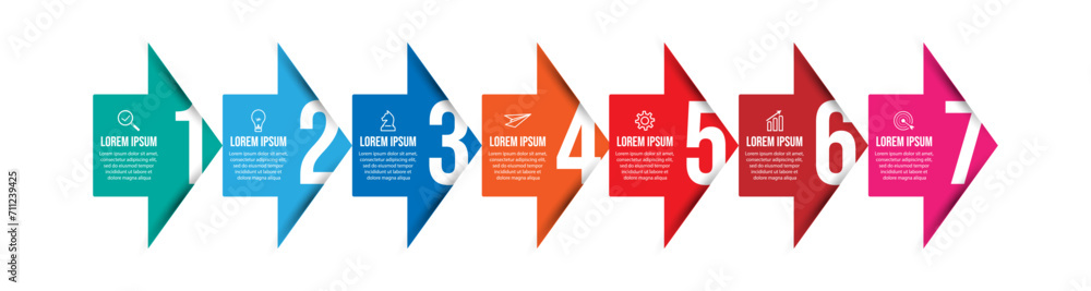 Vector Infographic simple design with 7 options or steps. thin line ...