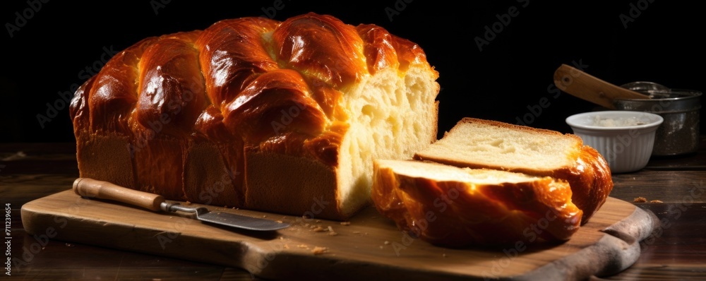 A slice of Challah bread showcases its delightfully airy and fluffy ...