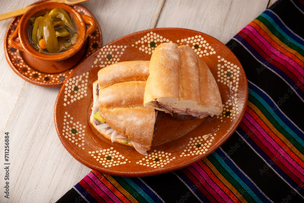 Stockfoto Mexican ham sandwich, in Mexico it is called Torta de Jamon ...
