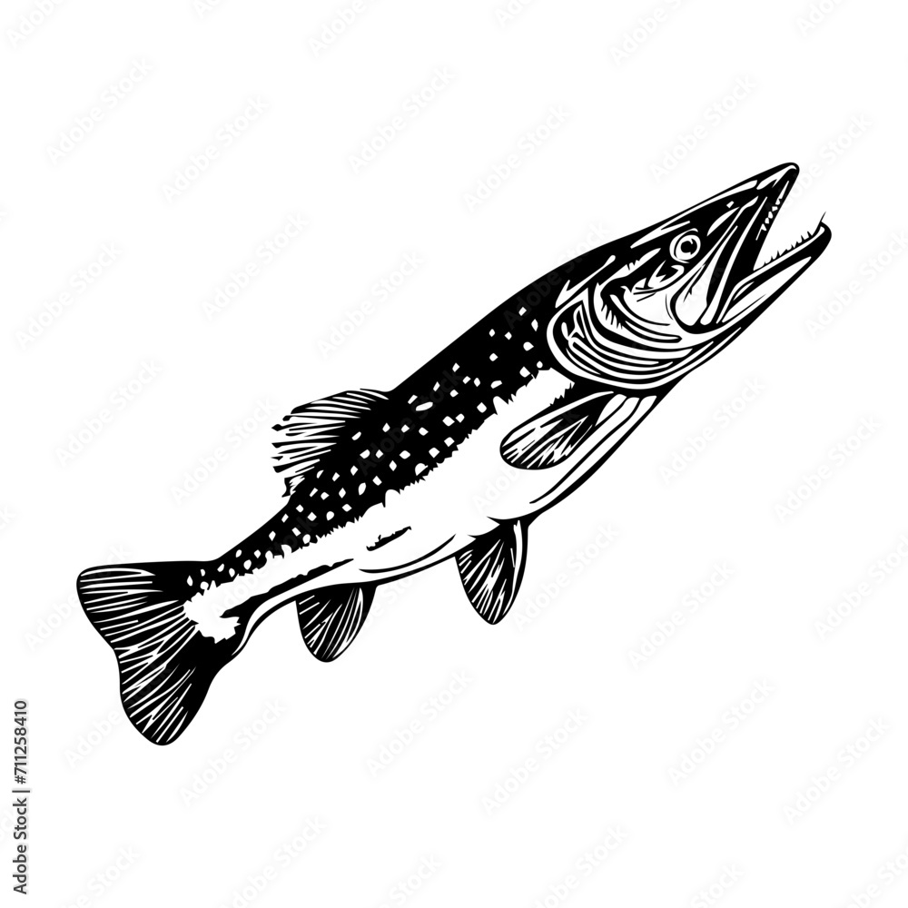 northern pike fish black silhouette logo svg vector, pike fish icon ...