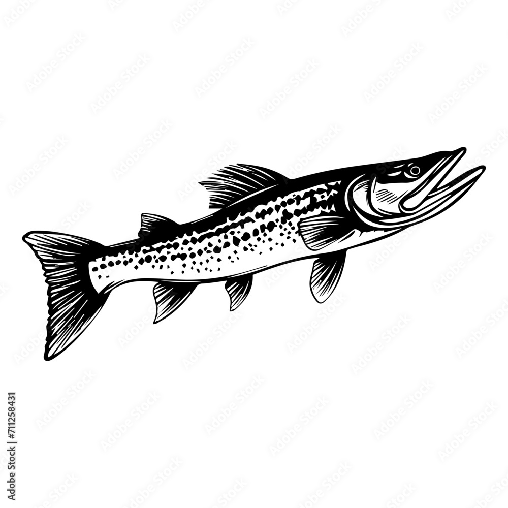 northern pike fish black silhouette logo svg vector, pike fish icon ...