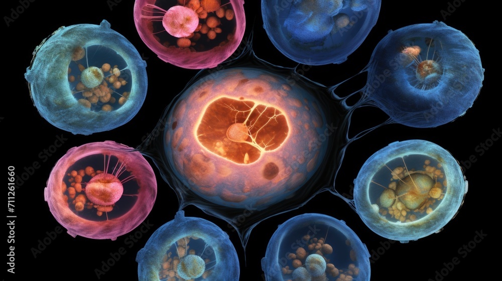 A microscope image of an embryo, revealing the various types of cells ...