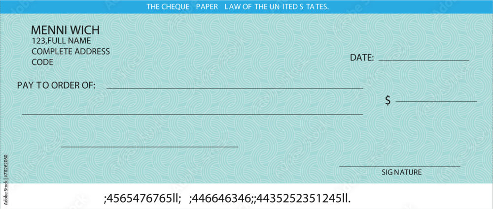 Blank bank cheque. Personal desk check template new design Stock Vector ...