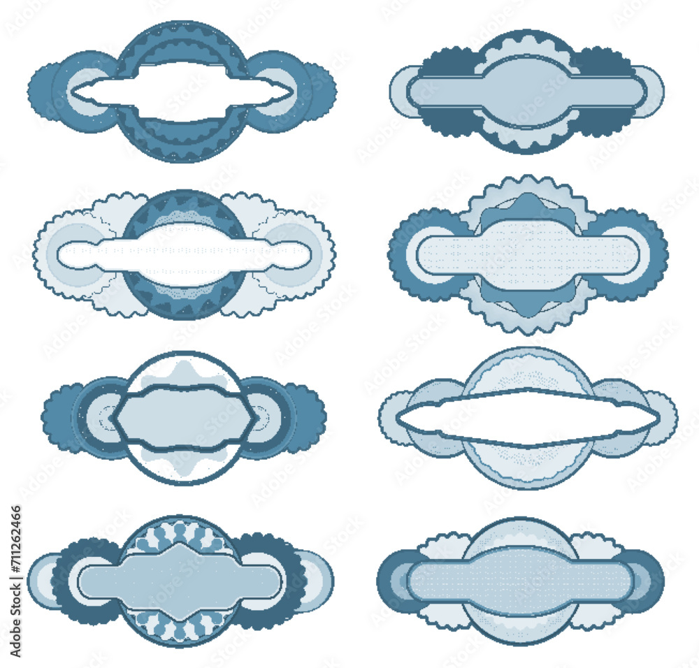 Guilloche pattern rosettes, watermark frame border lines or seals ...