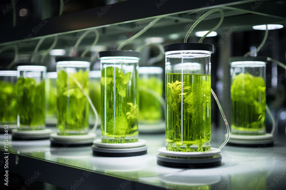 Photobioreactor in laboratory of algae fuel, biofuel industry project ...