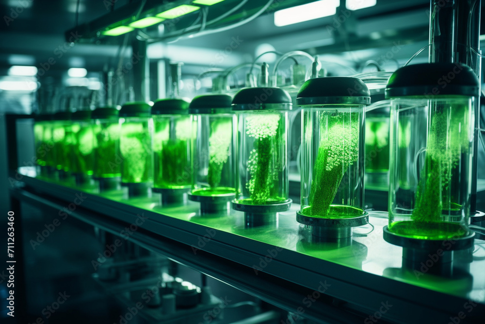 Photobioreactor in laboratory of algae fuel, biofuel industry project ...
