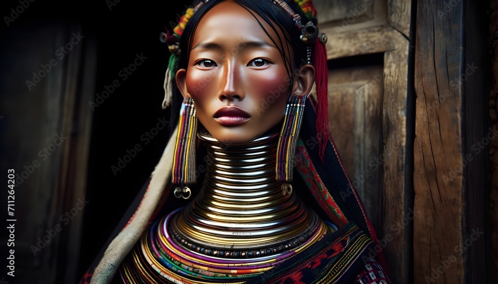 Kayan tribe woman of Northern Thailand wearing brass neck rings Stock ...