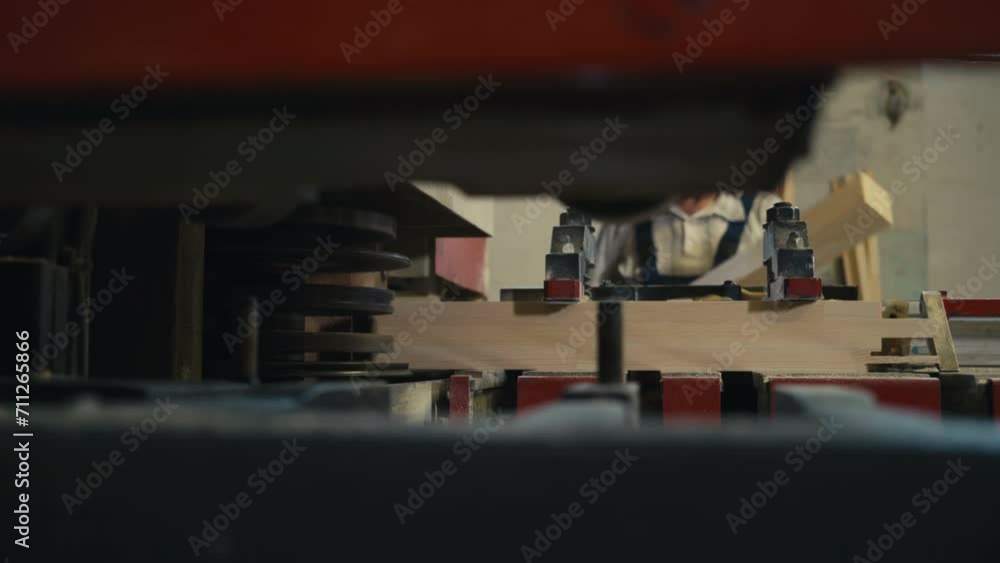 Industrial Saw Machinery Cuts Wooden Detail Board For Window Frame ...