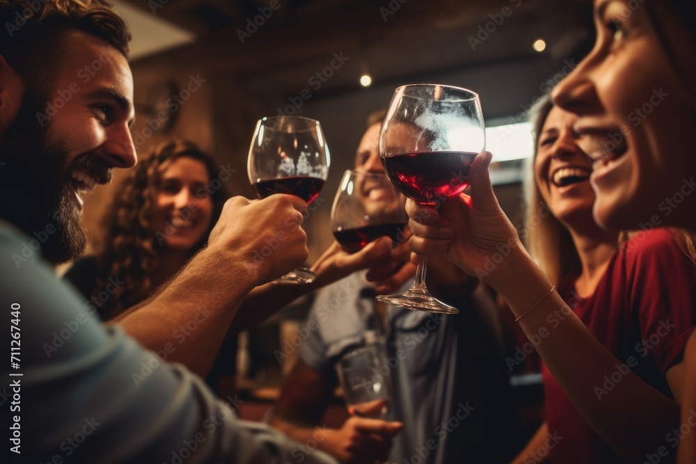 Group of People Toasting With Wine Glasses, Friends toasting red wine ...