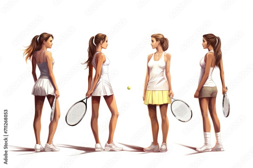 A group of women stand side by side, each holding a tennis racquet ...
